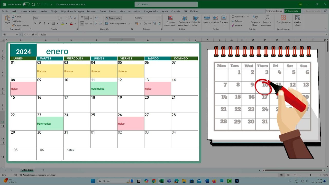 Cómo crear un calendario de actividades en Excel 📆 (sin fórmulas)