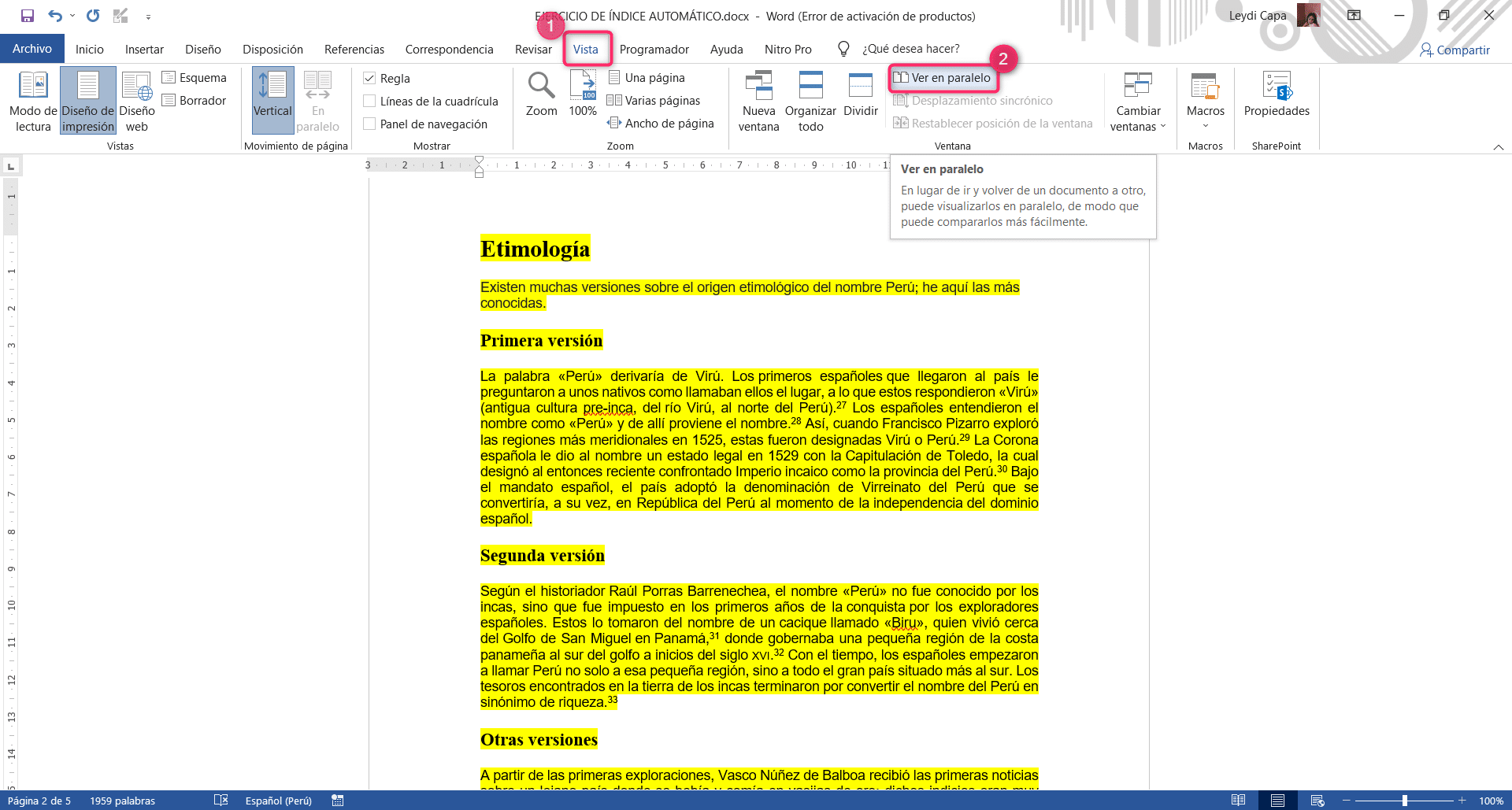 Cómo trabajar con varios documentos a la vez en Word