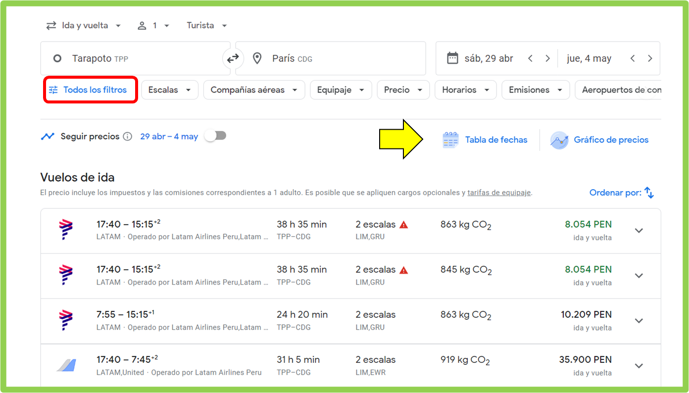 Como buscar vuelos y reservas de hoteles en Google