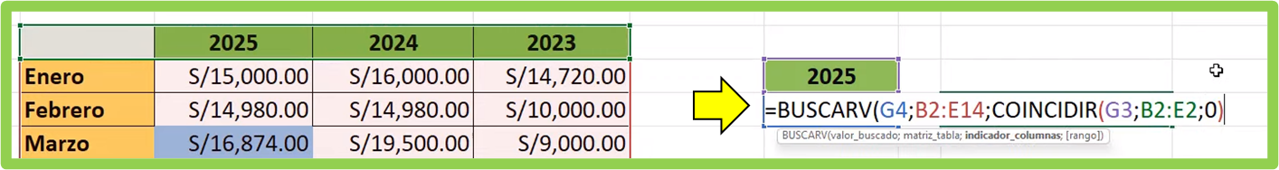 Buscar en FILAS y COLUMNAS en Excel (BuscarV + Coincidir)
