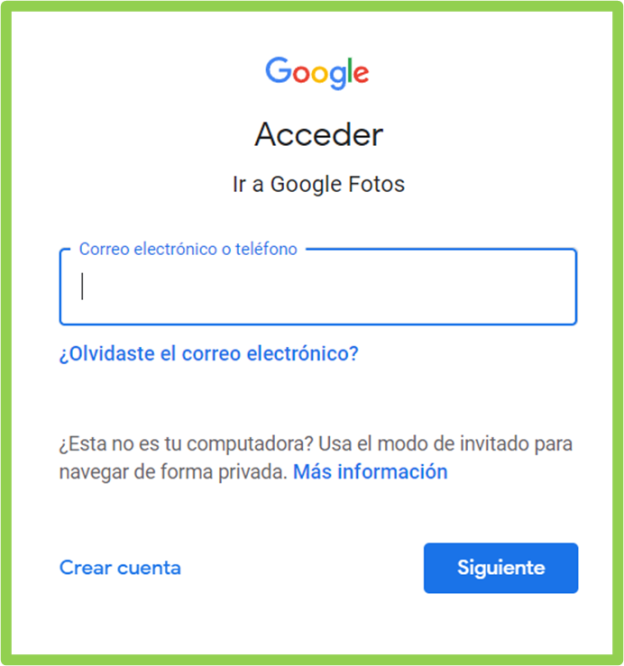 Como crear una cuenta de Google Fotos