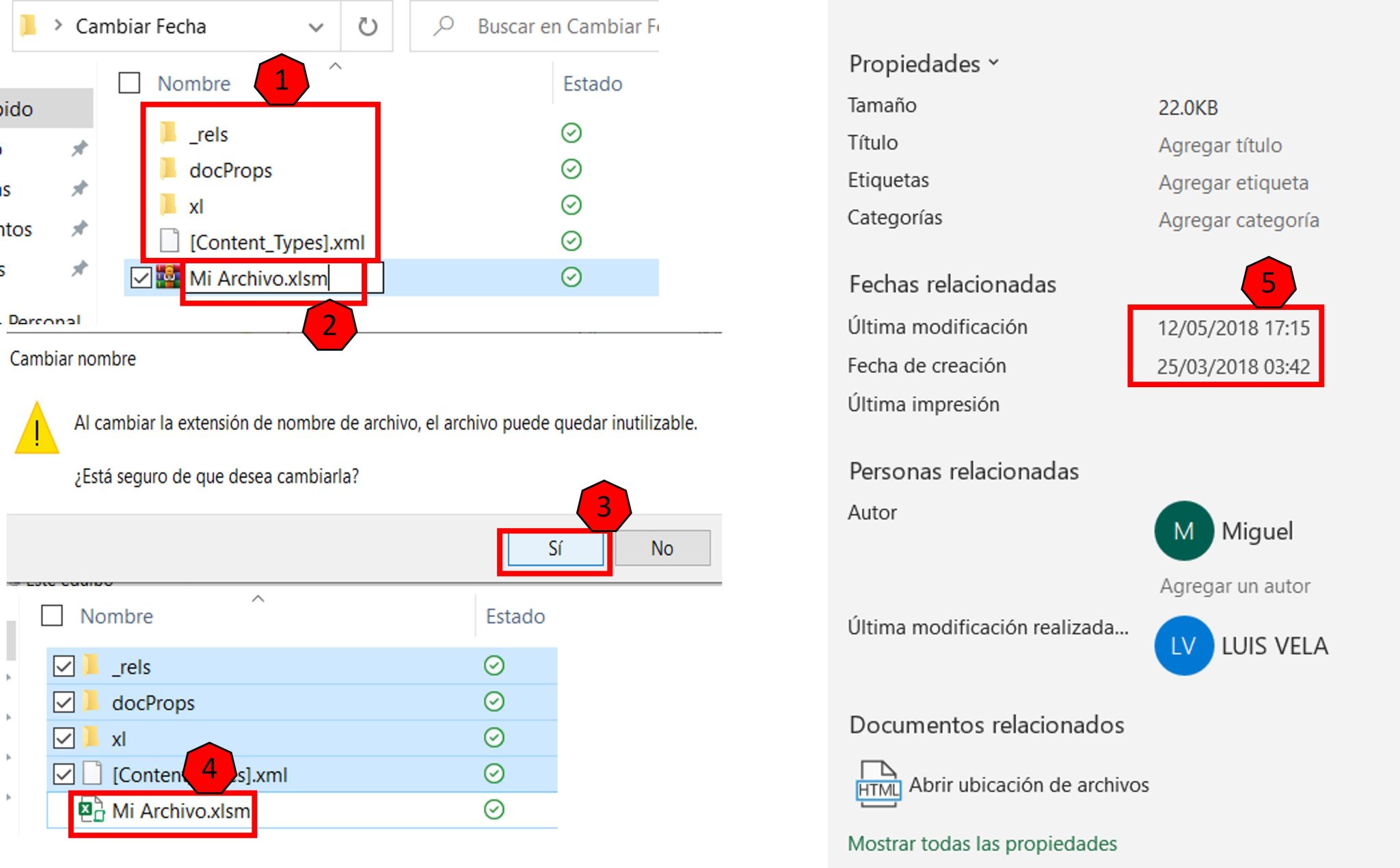 Como Cambiar la Fecha de CREACIÓN y MODIFICACIÓN a un archivo EXCEL