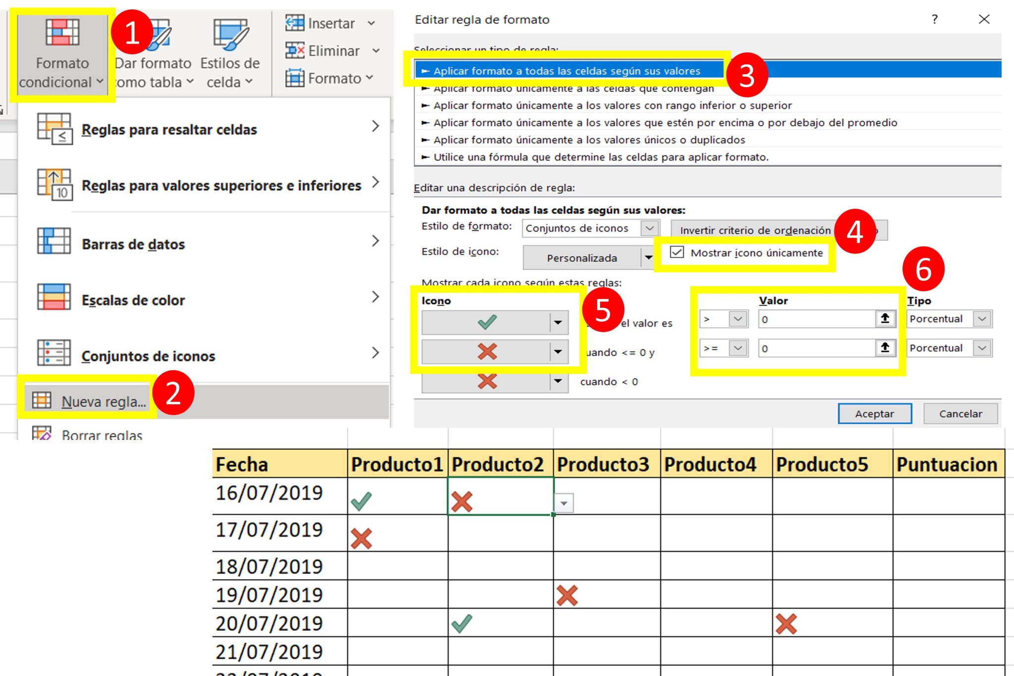 Formato condicional con listas desplegables Excel (Control de calidad)