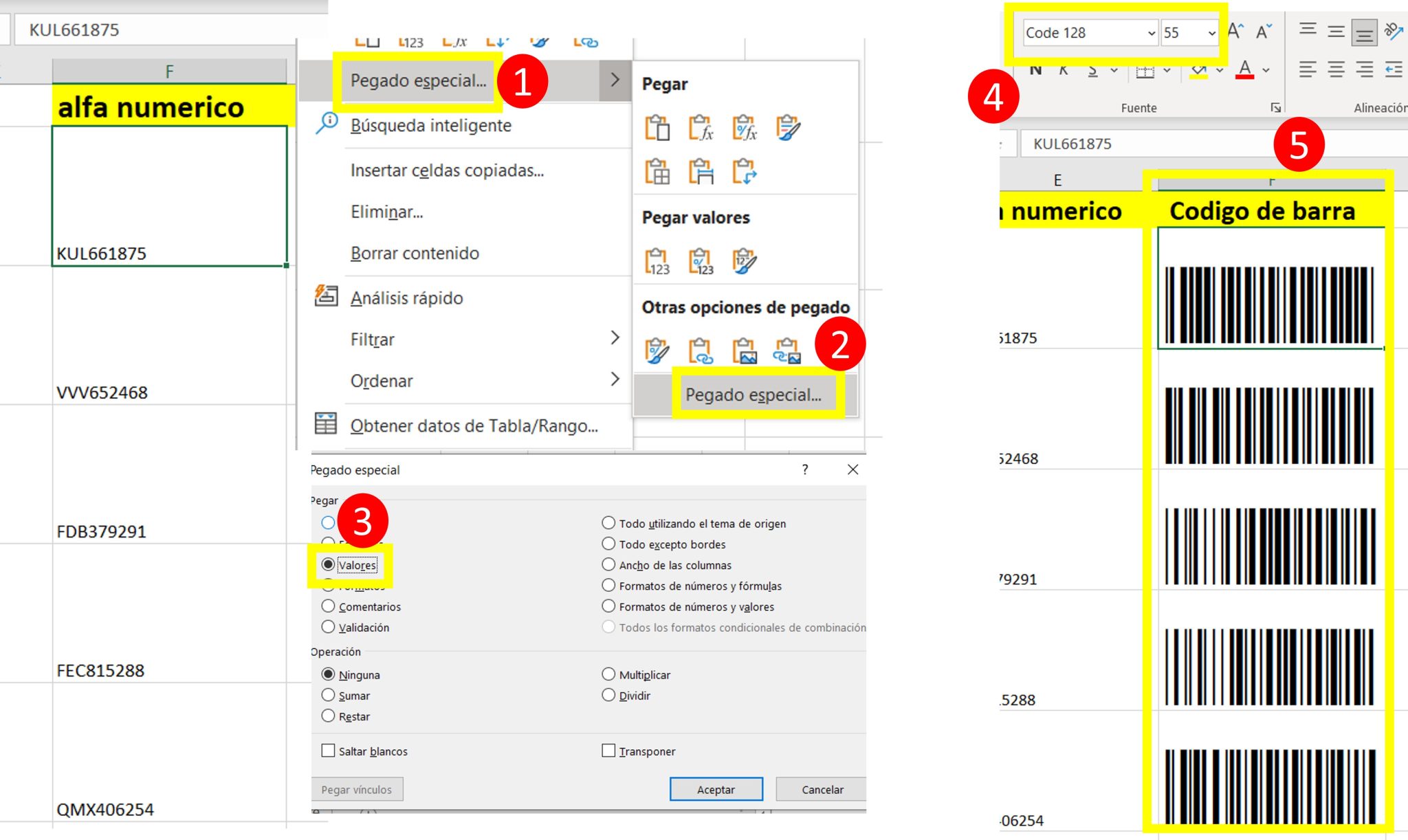 Como hacer un código de barras en Excel