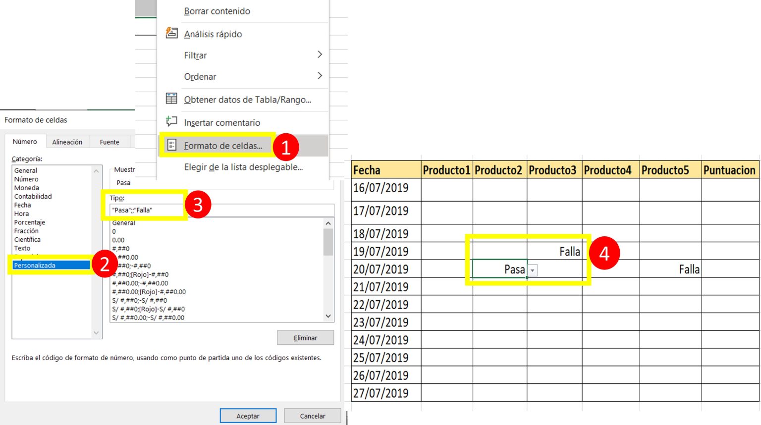 Formato condicional con listas desplegables Excel (Control de calidad)