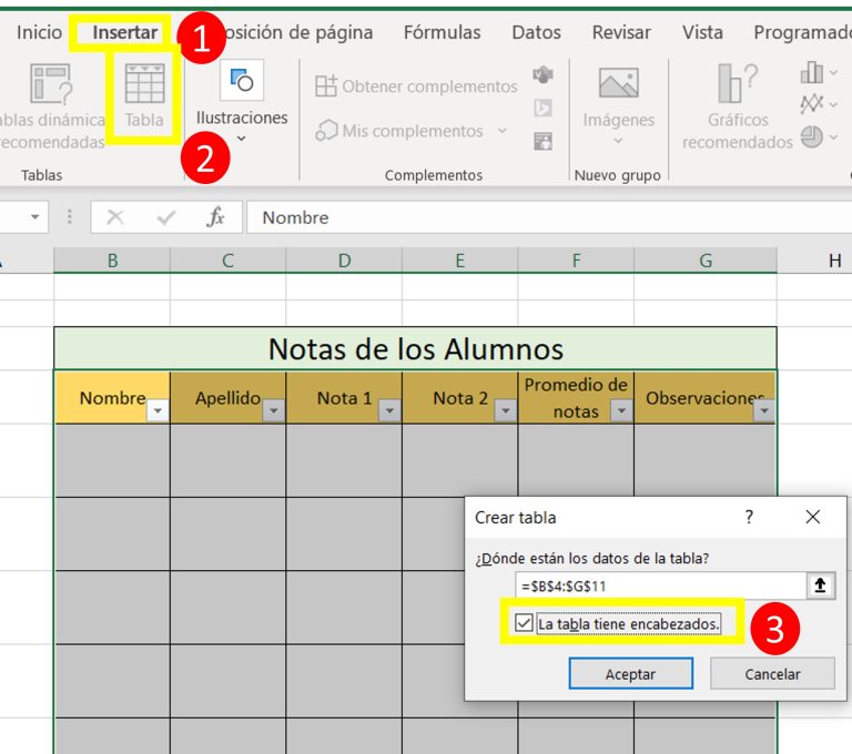 Cómo hacer una tabla en Excel y aplicar formatos en celdas