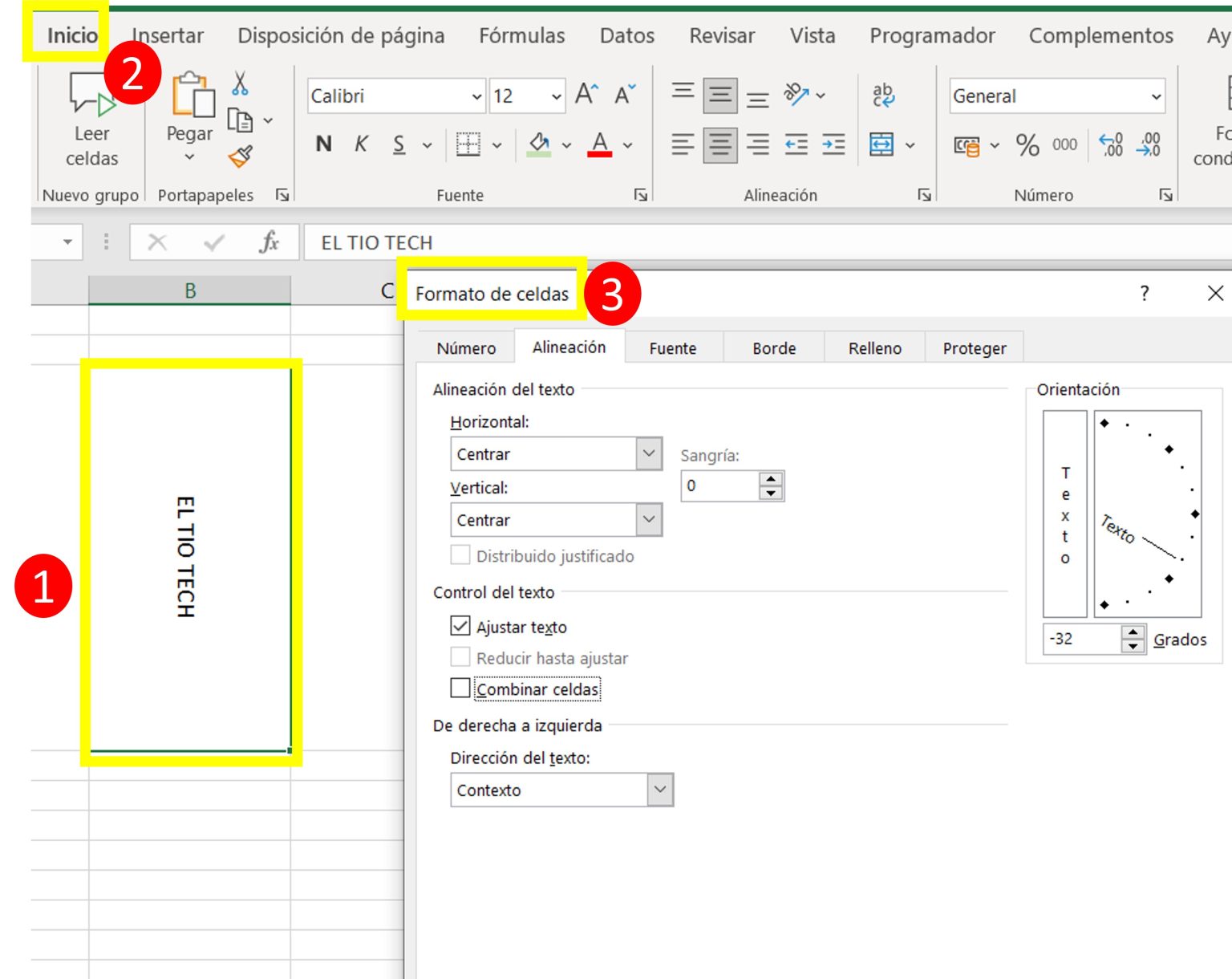 Cómo alinear el texto en Excel