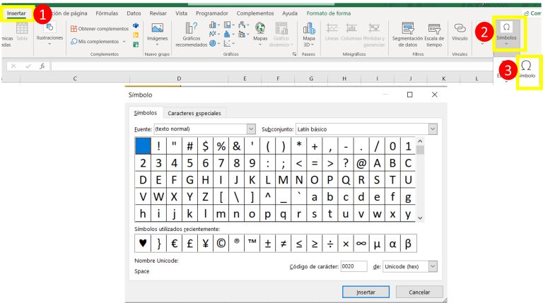 Cómo insertar ecuaciones y símbolos en Excel
