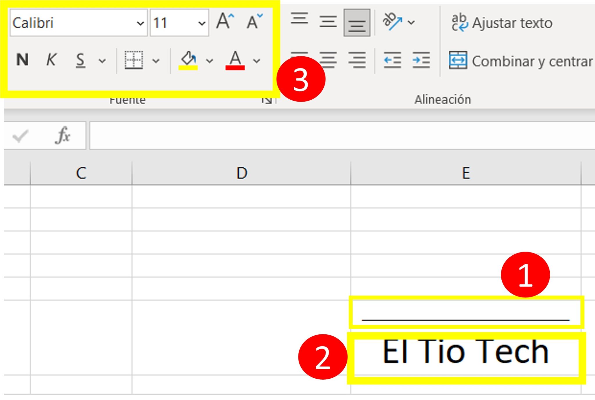 Como poner una raya o linea encima de la letra en Excel