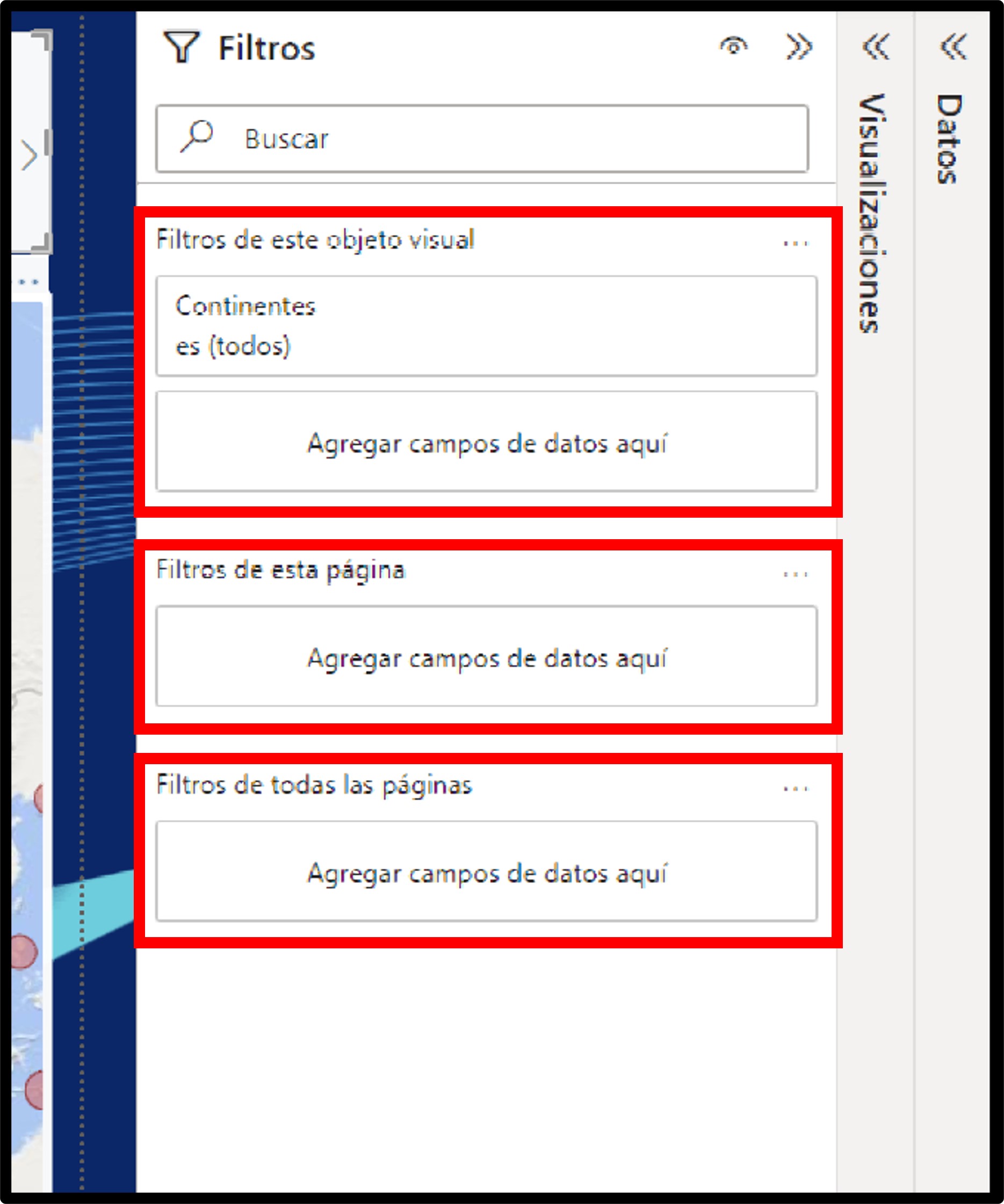 Trabajando con el Panel de Filtros