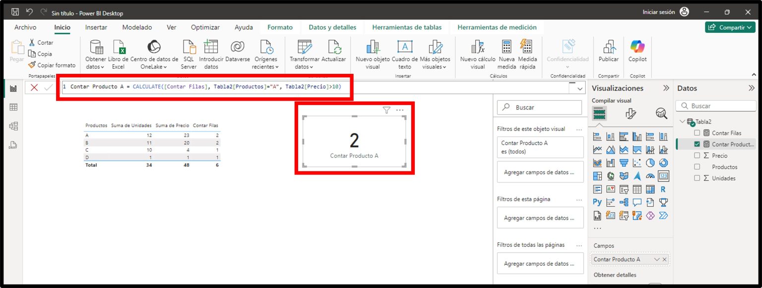 Contar con COUNTROWS en Power BI