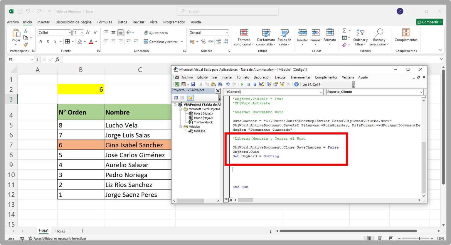 Como Enviar datos de Excel a Word