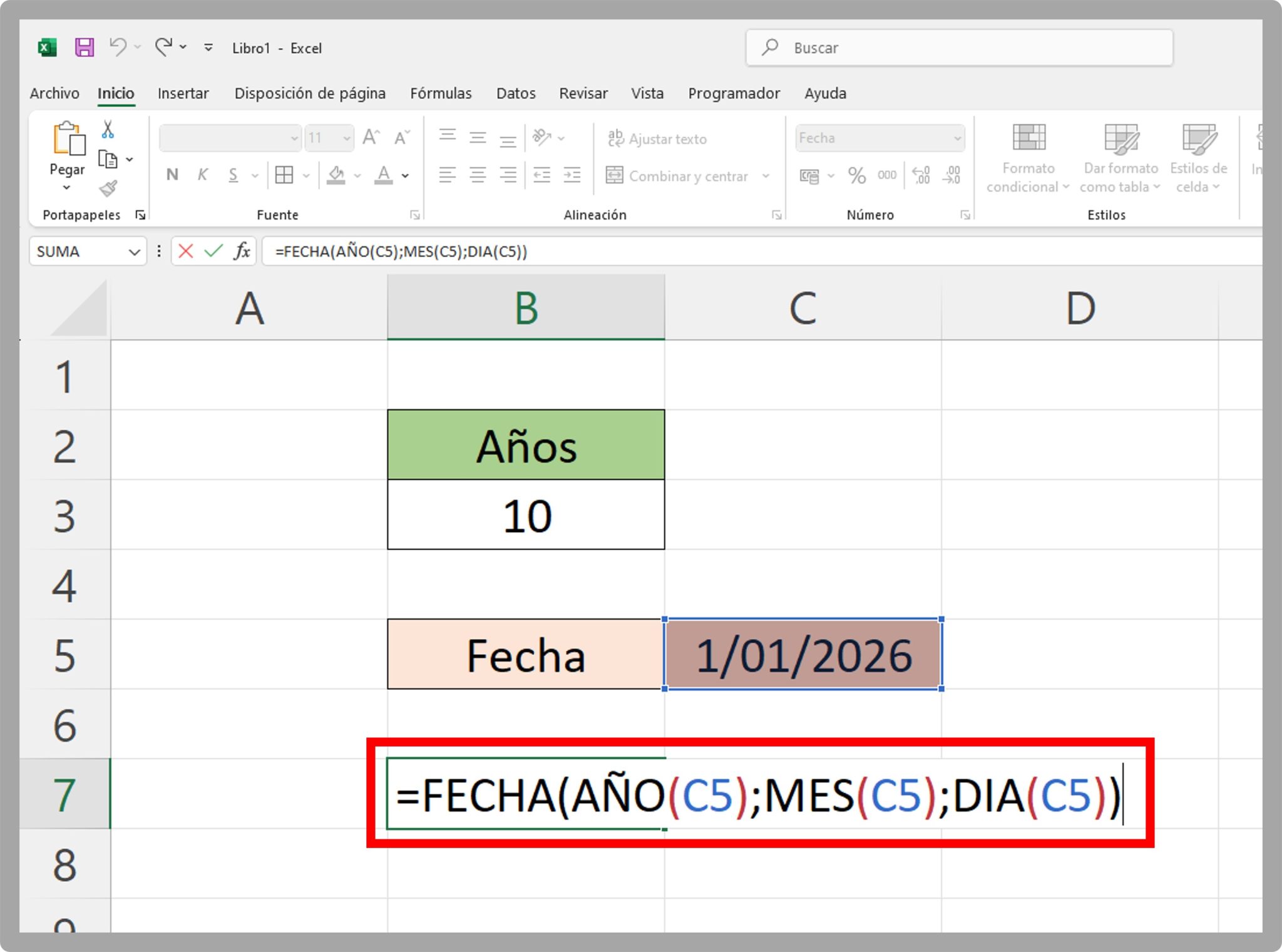 Cómo sumar años, meses o días a una fecha en Excel