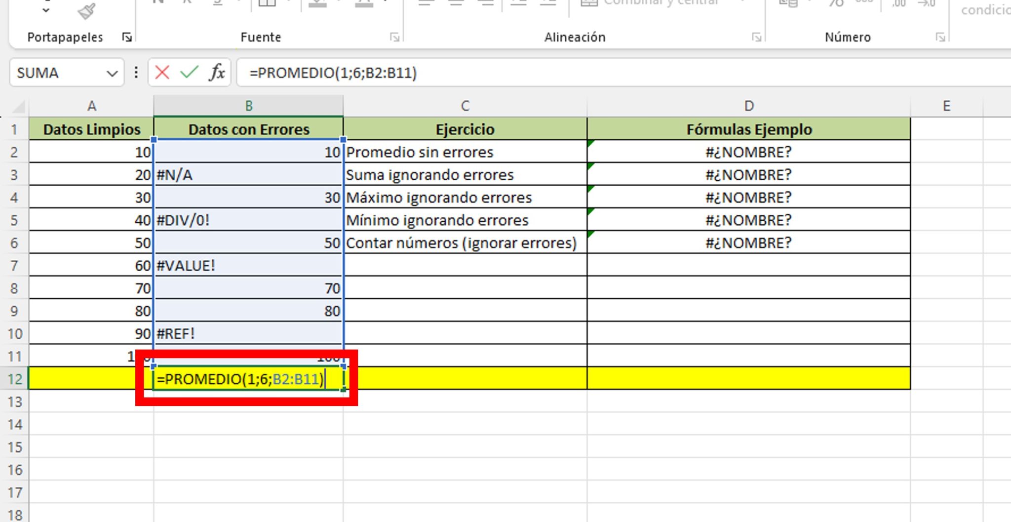 Cómo calcular promedios en Excel con la función AGREGAR