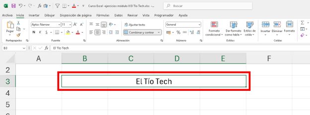 Combinar y Centrar celdas en Excel: ancho de columnas y alto de filas