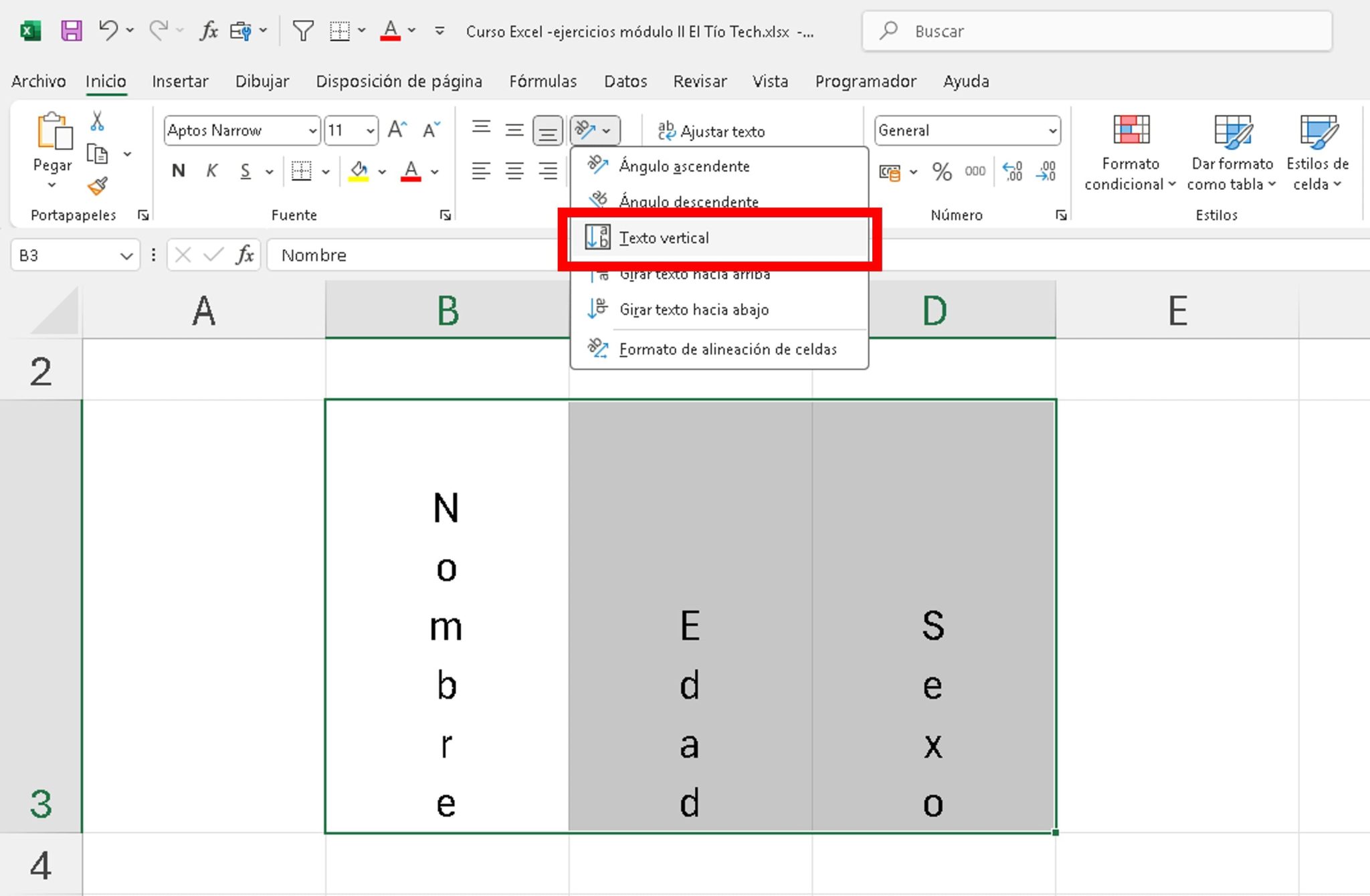 Combinar y Centrar celdas en Excel: ancho de columnas y alto de filas